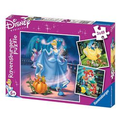 RAVENSBURGER VERLAG Ravensburger Puzzel-Set - Disney "Arielle, Schneewittchen und Aschenputtel", 3 x 49 Teile