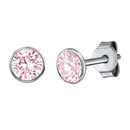 V Ohrstecker 925 Silber rhodiniert CZ pink 925/- Sterling Silber Zirkonia pink 1cm Glänzend