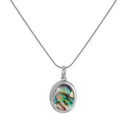 Zeeme Gemstones Anhänger mit Kette 925/- Sterling Silber Abalone bunt 42+5cm Glänzend