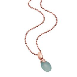 JAMELLI Anhänger mit Kette 925/- Sterling Silber Chalcedon blau 45cm Glänzend