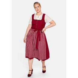 sheego Große Größen: Dirndl in Midilänge, mit Spitzenbluse und Schürze, bordeaux, Gr.52