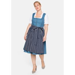 sheego Große Größen: Dirndl im Denim-Look, mit bedruckter Schürze, blue Denim, Gr.40