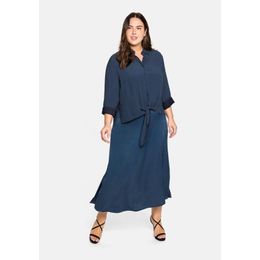 sheego Große Größen: Maxikleid mit Bluse, aus Satin und Crêpe, nachtblau, Gr.40