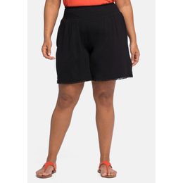 sheego Große Größen: Jerseyshorts mit Smokbund und Häkelspitze, schwarz, Gr.56