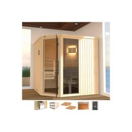 Weka Sauna Varberg 3, BxTxH: 194 x 194 x 199 cm, 57 mm, 7,5 kW Bio-Ofen mit ext. Steuerung, beige