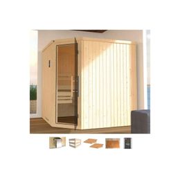 Weka Sauna Varberg 3, BxTxH: 194 x 194 x 199 cm, 57 mm, 7,5 kW Bio-Ofen mit ext. Steuerung, beige