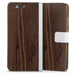 DeinDesign Handyhülle Holzoptik Holz Nussbaum Maserung Holzlook, Huawei P10 Hülle Handy Flip Case Wallet Cover Handytasche Leder, weiß