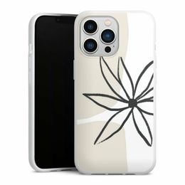 DeinDesign Handyhülle Blume Abstrakt Linien Flower and Cream, Apple iPhone 13 Pro Silikon Hülle Bumper Case Handy Schutzhülle, weiß