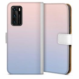 DeinDesign Handyhülle zweifarbig Pastell Farbverlauf Dawn, Huawei P40 Hülle Handy Flip Case Wallet Cover Handytasche Leder, weiß