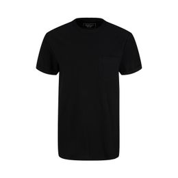 Tom Tailor Denim Herren T-Shirt mit Brusttasche, schwarz, Logo Print, Gr. S