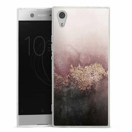 DeinDesign Handyhülle Glitzer Look Staub Elisabeth Fredriksson Pink Sky Dust Gold Print, Sony Xperia XA 1 Silikon Hülle Bumper Case Handy Schutzhülle