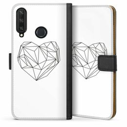 DeinDesign Handyhülle Herz Graphic Dreiecke Heart graphic white, Huawei Y6p Hülle Handy Flip Case Wallet Cover Handytasche Leder, schwarz