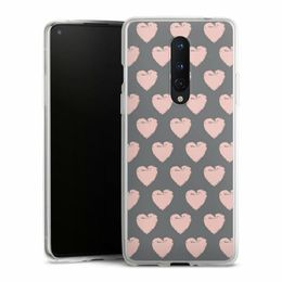 DeinDesign Handyhülle Herz Valentinstag Muster Herzpattern Rosa, OnePlus 8 Silikon Hülle Bumper Case Handy Schutzhülle Smartphone Cover, weiß