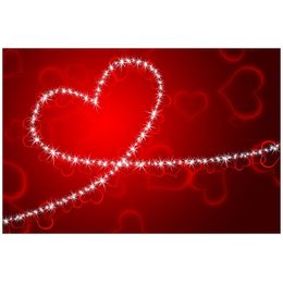 Wallario Acrylglasbild, Leuchtendes Herz aus Sternen vor rotem Hintergrund