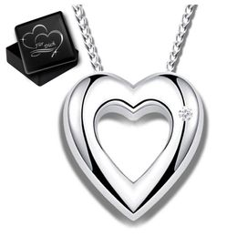 Limana Herzkette Herz Halskette 925 Sterling Silber ECHTER Diamant Anhänger (0.01 ct)