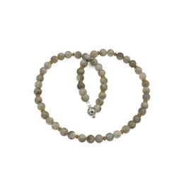 Bella Carina Perlenkette Kette mit Labradorit Perlen und goldfarbenen Verzier Perlen