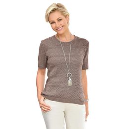 Kurzarmpullover Casual Looks "Pullover" Gr. 54, grau (taupe) Damen Pullover