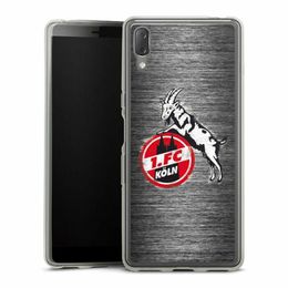 DeinDesign Handyhülle 1. FC Köln Metallic Look Offizielles Lizenzprodukt Metal Scratch 1.FC, Sony Xperia L3 Silikon Hülle Bumper Case Handy Schutzhüll