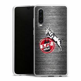 DeinDesign Handyhülle 1. FC Köln Metallic Look Offizielles Lizenzprodukt Metal Scratch 1.FC, Huawei P30 Silikon Hülle Bumper Case Handy Schutzhülle