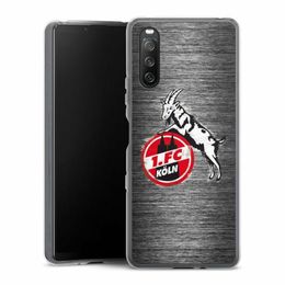 DeinDesign Handyhülle 1. FC Köln Metallic Look Offizielles Lizenzprodukt Metal Scratch 1.FC, Sony Xperia 10 III Silikon Hülle Bumper Case Handy Schutz