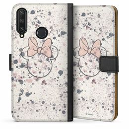 DeinDesign Handyhülle Wasserfarbe Minnie Mouse Disney Minnie Mouse Splash, Huawei Y6p Hülle Handy Flip Case Wallet Cover Handytasche Leder, schwarz