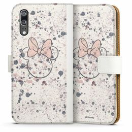 DeinDesign Handyhülle Wasserfarbe Minnie Mouse Disney Minnie Mouse Splash, Huawei P20 Hülle Handy Flip Case Wallet Cover Handytasche Leder, weiß