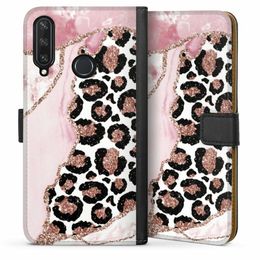 DeinDesign Handyhülle Leopard Glitzer Look Marmor Patterns and Textures Smooth Pink, Huawei Y6p Hülle Handy Flip Case Wallet Cover Handytasche Leder