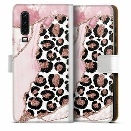 DeinDesign Handyhülle Leopard Glitzer Look Marmor Patterns and Textures Smooth Pink, Huawei P30 Hülle Handy Flip Case Wallet Cover Handytasche Leder