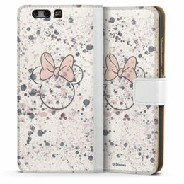 DeinDesign Handyhülle Wasserfarbe Minnie Mouse Disney Minnie Mouse Splash, Huawei P10 Hülle Handy Flip Case Wallet Cover Handytasche Leder, weiß