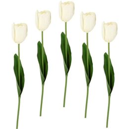 Kunstblume Real Touch Tulpen, I.GE.A., Höhe 67 cm, 5er Set künstliche Tulpenknospen, Kunstblumen, Stielblume, weiß