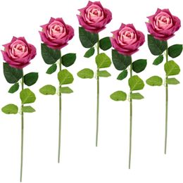 Kunstblume Rose, I.GE.A., Höhe 45 cm, 5er Set künstliche Rosen, Seidenrosen, Bouquet, Kunstzweig, Kunstrose, rosa