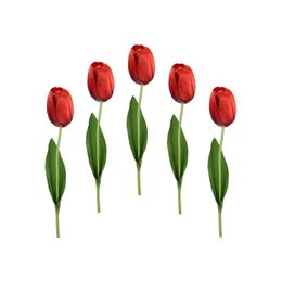 Kunstblume Real Touch Tulpen, I.GE.A., Höhe 67 cm, 5er Set künstliche Tulpenknospen, Kunstblumen, Stielblume, rot