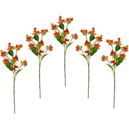 Kunstblume Blütenzweig, I.GE.A., Höhe 60 cm, 5er Set künstlicher Zweig, Kunstpflanze, Dekozweig, orange