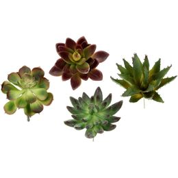 Kunstpflanze Dekorative Sukkulenten, I.GE.A., Höhe 16 cm, 4er Set, künstliche Pflanzen, Sukkulenten, Aloe, Agave, Kaktus, grün
