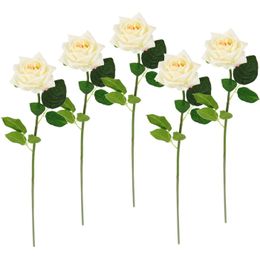 Kunstblume Rose, I.GE.A., Höhe 45 cm, 5er Set künstliche Rosen, Seidenrosen, Bouquet, Kunstzweig, Kunstrose, weiß