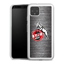 DeinDesign Handyhülle 1. FC Köln Metallic Look Offizielles Lizenzprodukt Metal Scratch 1.FC, Google Pixel 4 Silikon Hülle Bumper Case Handy Schutzhüll
