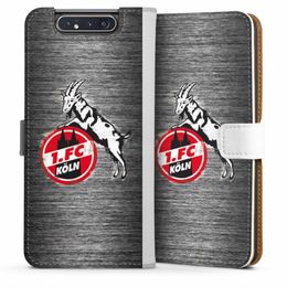 DeinDesign Handyhülle 1. FC Köln Metallic Look Offizielles Lizenzprodukt Metal Scratch 1.FC, Samsung Galaxy A80 Hülle Handy Flip Case Wallet Cover