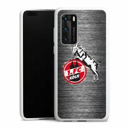 DeinDesign Handyhülle 1. FC Köln Metallic Look Offizielles Lizenzprodukt Metal Scratch 1.FC, Huawei P40 Silikon Hülle Bumper Case Handy Schutzhülle