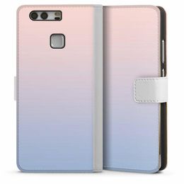 DeinDesign Handyhülle zweifarbig Pastell Farbverlauf Dawn, Huawei P9 Hülle Handy Flip Case Wallet Cover Handytasche Leder, weiß