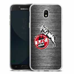 DeinDesign Handyhülle 1. FC Köln Metallic Look Offizielles Lizenzprodukt Metal Scratch 1.FC, Samsung Galaxy J5 (2017) Silikon Hülle Bumper Case Handy