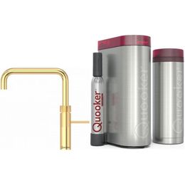 QUOOKER Küchenarmatur QUOOKER FUSION SQUARE Gold VAQ PRO3 mit CUBE 2 (3FSGLDCUBE) (2-St) 100°C Kochendwasserhahn mit Trinkwassersystem