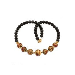 Bella Carina Perlenkette Kette mit Murano Glas Perlen mit Goldfolie rot gold schwarz