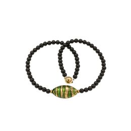Bella Carina Perlenkette Kette mit Murano Glas Perle mit Goldfolie grün schwarz
