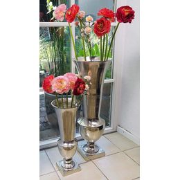 MichaelNoll Dekovase Vase Blumenvase Gefäß Pokalvase Dekovase Groß Aluminium Silber Groß