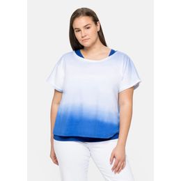 sheego Große Größen: T-Shirt und Top im Lagenlook, in gebatikter Optik, royalblau, Gr.44