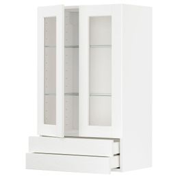 IKEA METOD / MAXIMERA Wandschrank m 2 Glastüren/2 Schubl.