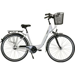 HAWK Bikes Cityrad HAWK City Wave Deluxe Plus White, 7 Gang Shimano Nexus Schaltwerk, für Damen und Herren, weiß