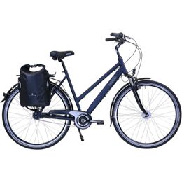 HAWK Bikes Cityrad HAWK Citytrek Lady Deluxe Plus Ocean Blue, 7 Gang Shimano Nexus Schaltwerk, für Damen und Herren, blau