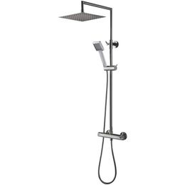 Welltime Brausegarnitur Raindrop, Höhe 83 cm, 1 Strahlart(en), Überkopfbrauseset Duschsystem Duschsäule Brauseset Regendusche, silberfarben