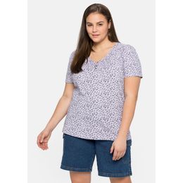 sheego Große Größen: Shirt mit zartem Alloverdruck, leicht elastisch, lavendel, Gr.40/42